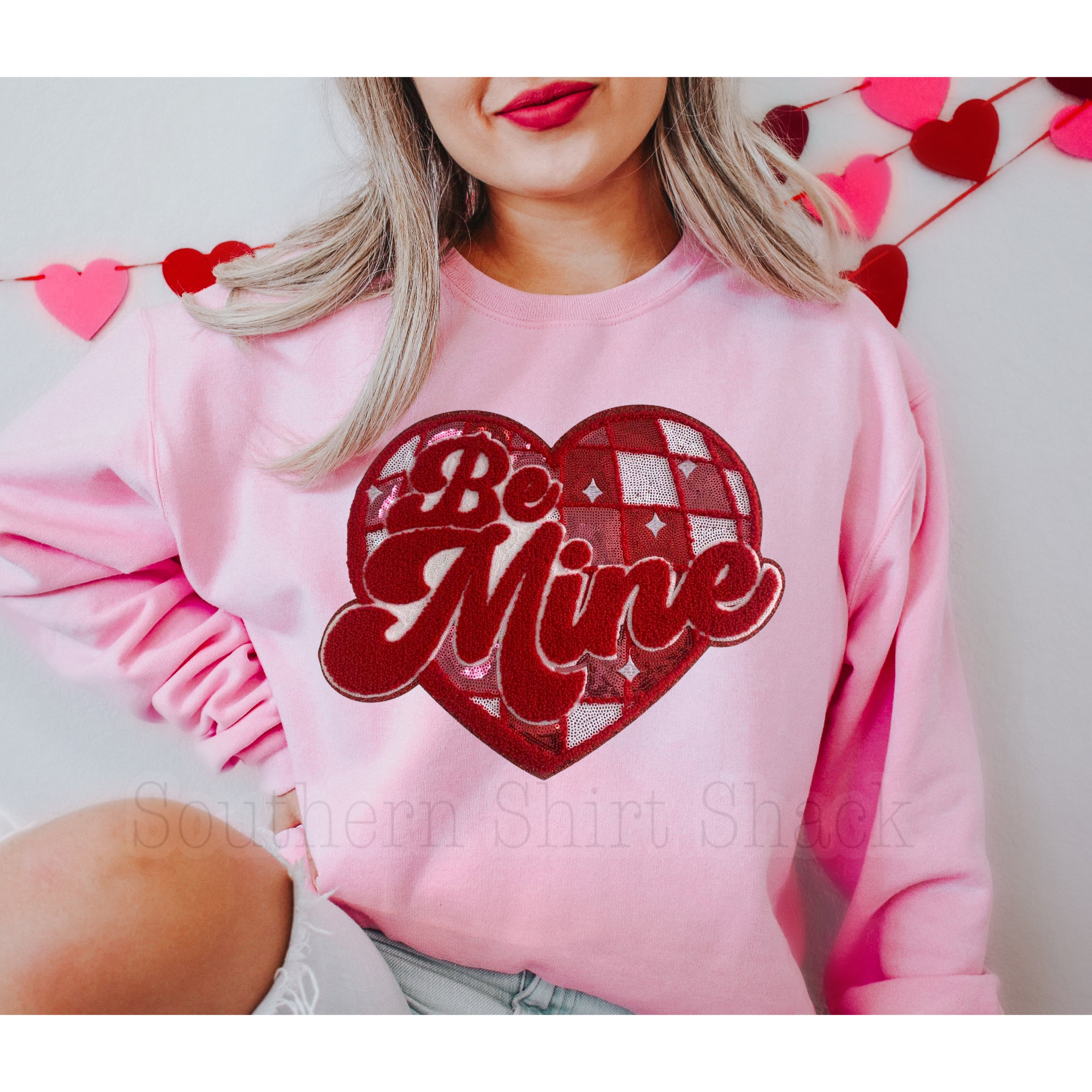 Be Mine Disco Heart Sequin Patch Sweatshirt – Southern Shirt Shack