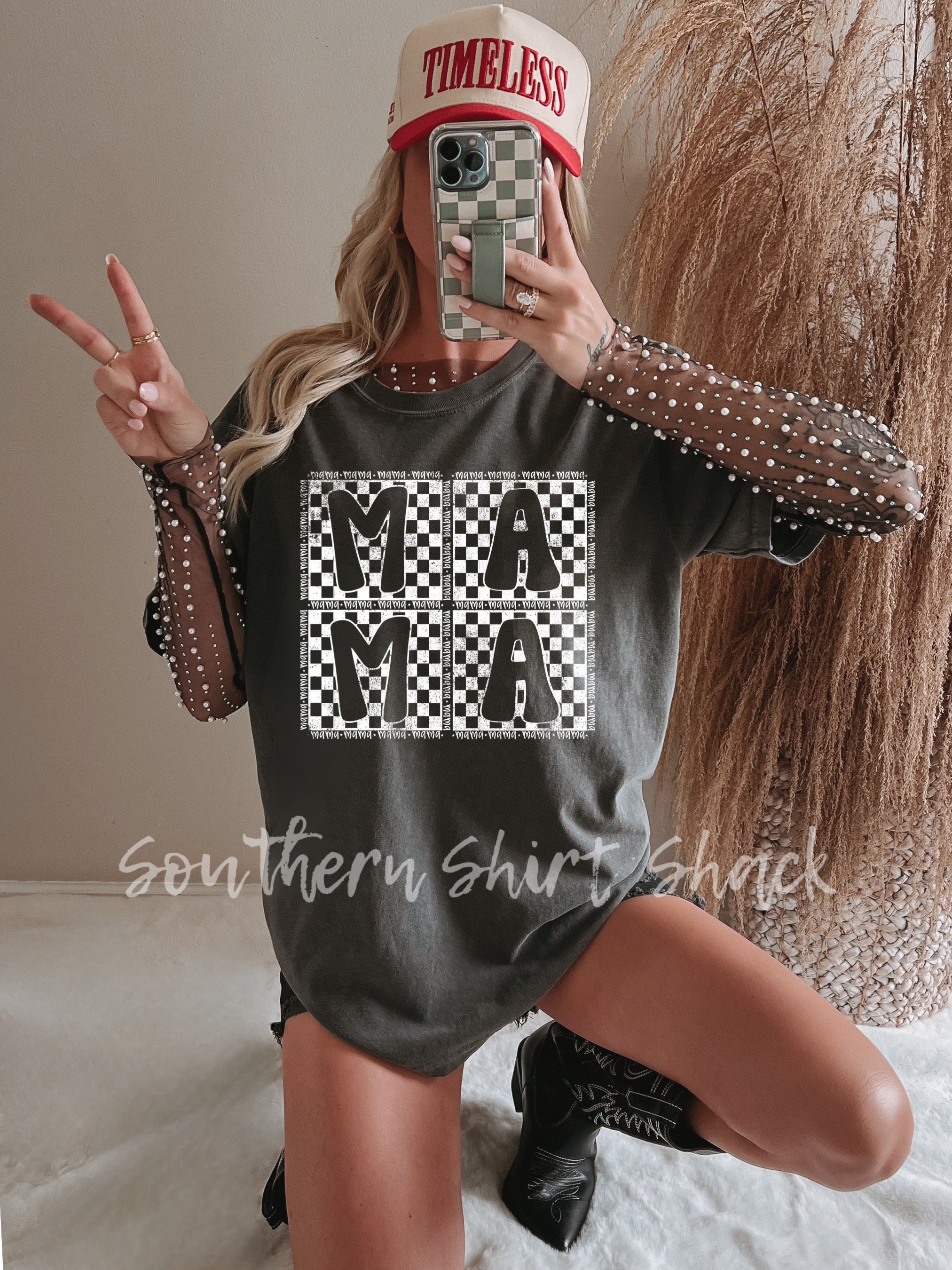 Checkered Mama Square Comfort Colors tee | Pepper – Southern Shirt Shack