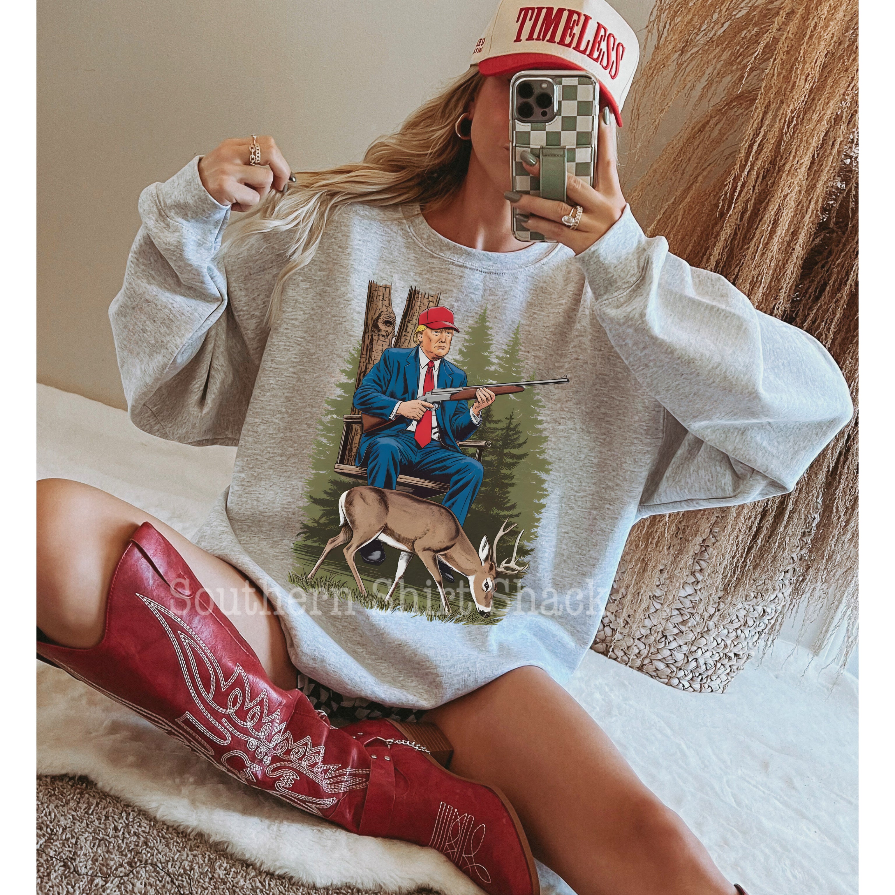 Donald Shoots Deer | Ash Gray Sweatshirt – Southern Shirt Shack