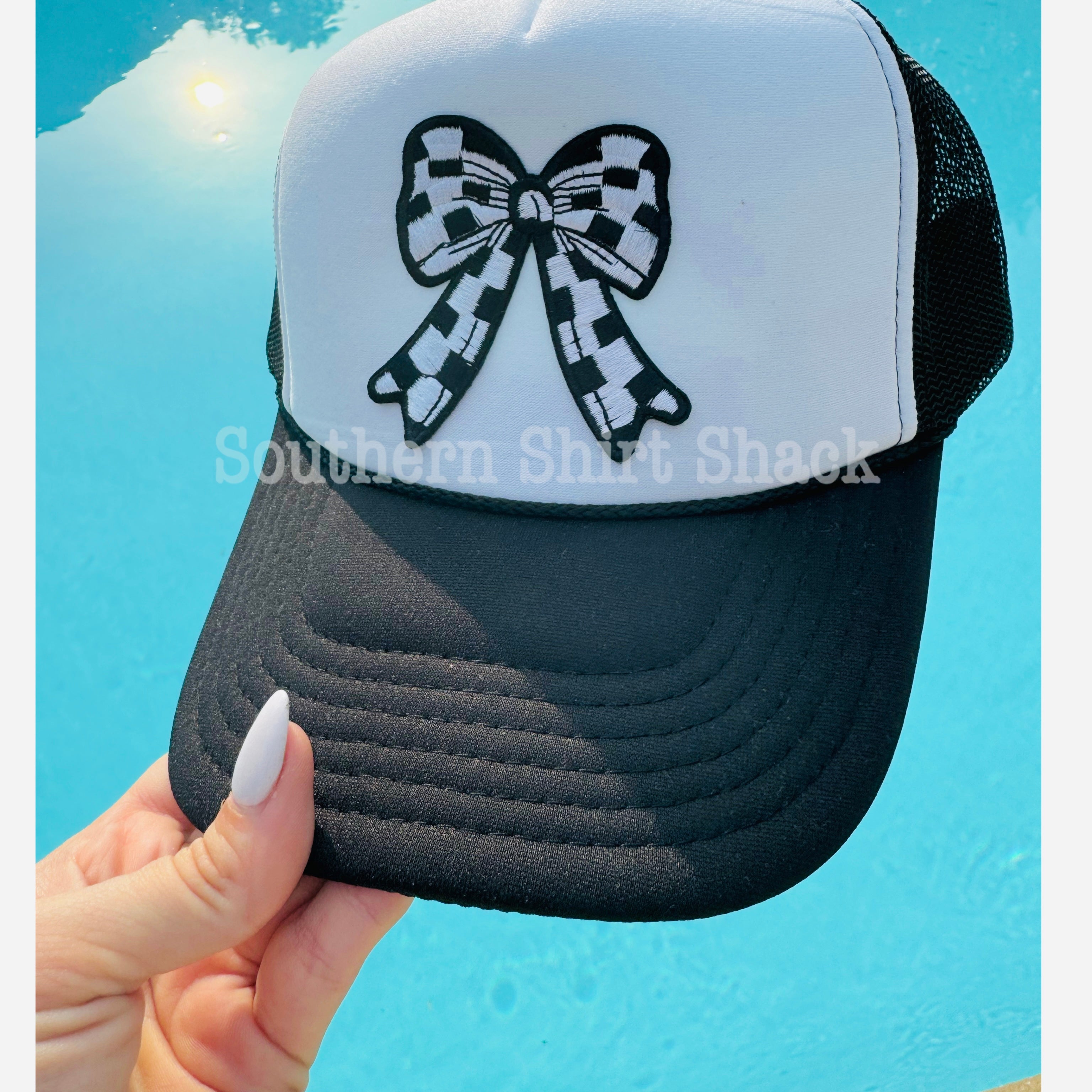 Checkered bow Trucker Hat – Southern Shirt Shack