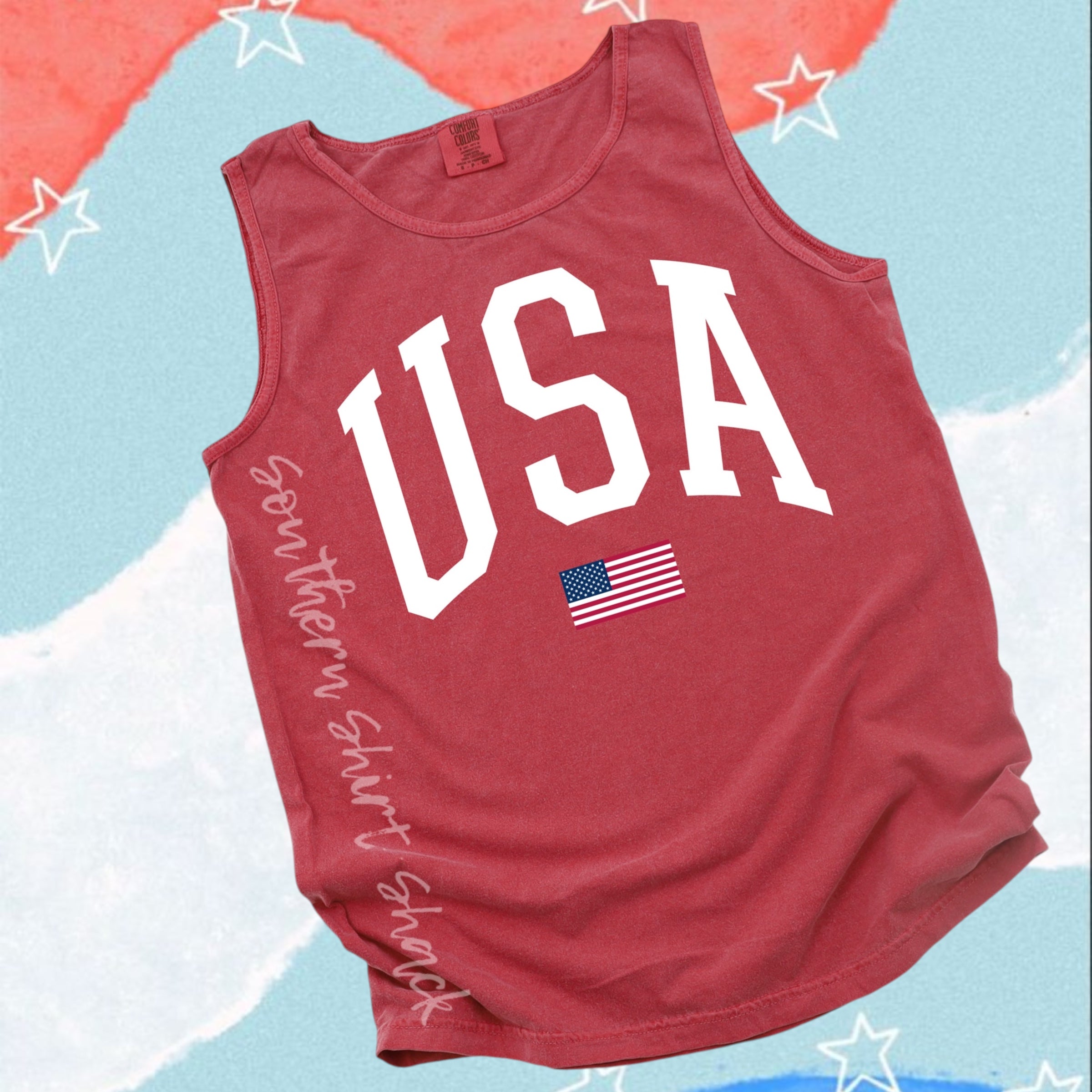 Varsity USA Comfort Colors tank | Crimson – Southern Shirt Shack